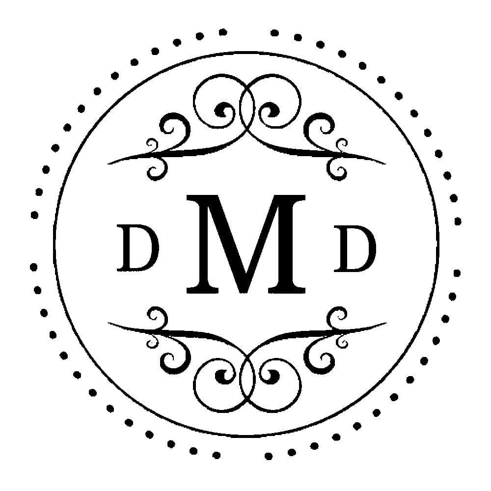Three Initials Fancy Round Monogram Stamp | stamps4u.co.uk