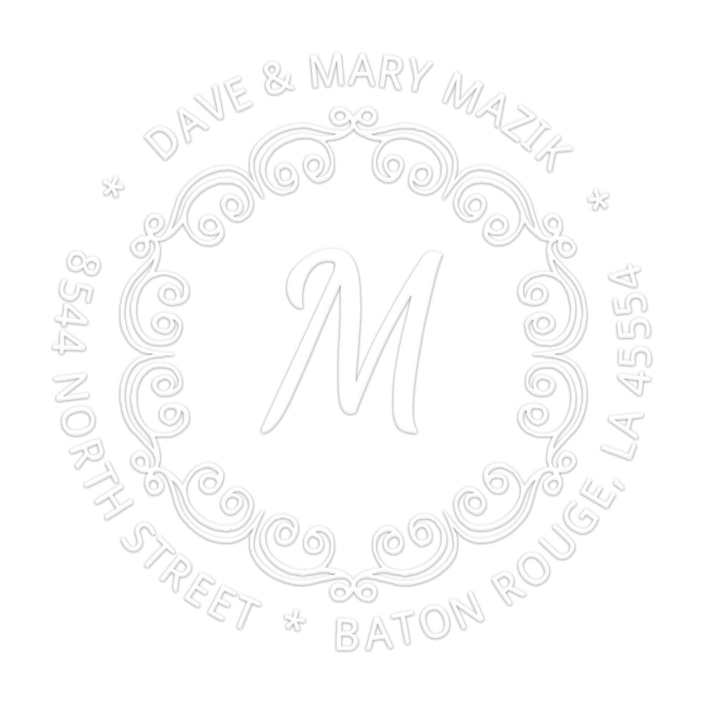 Flowing Border Round Monogram Seal