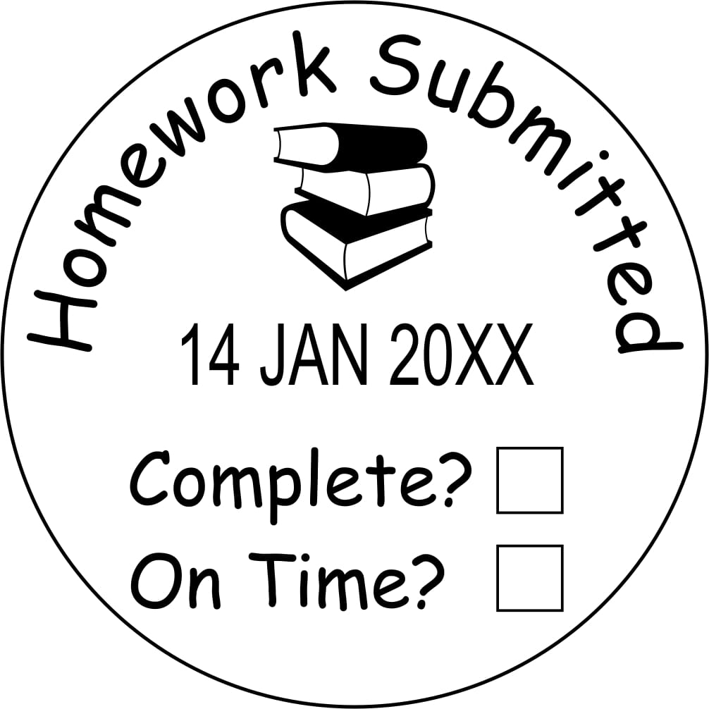 Teacher Marking Stamp – Homework With Date | Stamps4u.co.uk