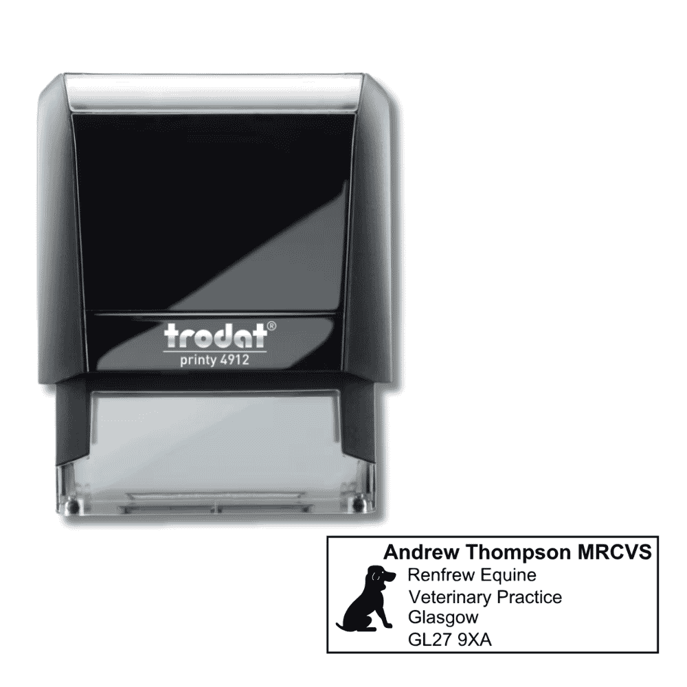 Personalised Veterinary Stamp – MRCVS Name & Address | 5 Lines