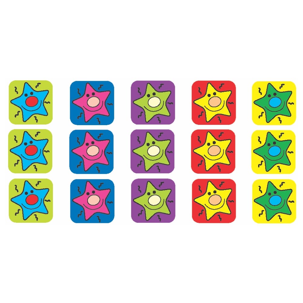 Square Mini Stickers - Colourful Stars| Stamps4u.co.uk