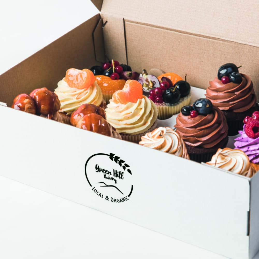 Small Custom Packaging Logo Stamp - Cup & Box Stamp