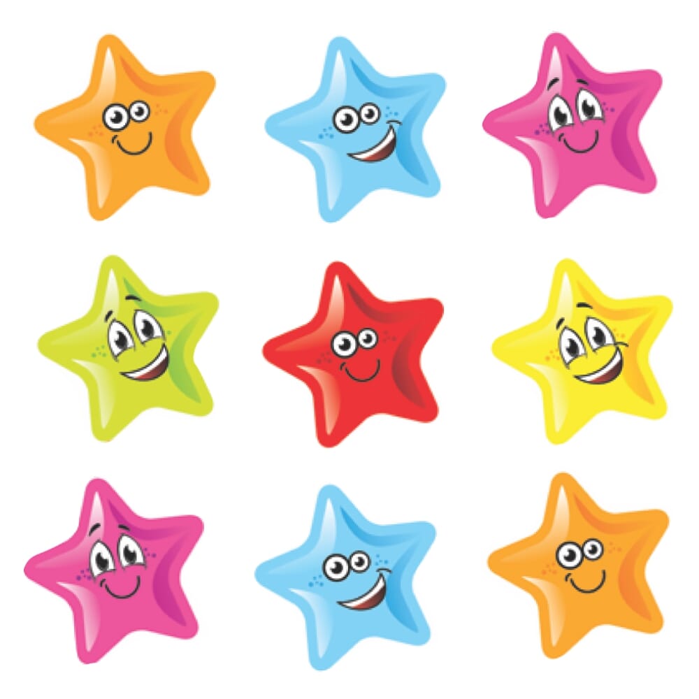 Bumper Pack Stickers - Smiley Stars | Stamps4u.co.uk