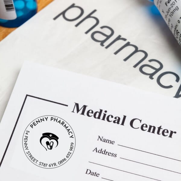 Custom Pharmacy Name & Address Stamp | 41mm | Stamps4u.co.uk
